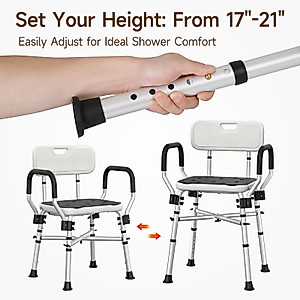 WAYES Shower Chair with Arms and Back - Bariatric Shower Chair, Up to 500 Lbs, Heavy-Duty, Adjustable