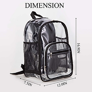 Clear Backpack, Heavy Duty Transparent See Through Bag, Waterproof Rucksack for Women Men Girls Boys to School College Security Travel Hiking Stadium Sports