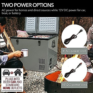 Whynter FM-901DZ Zone Portable Fridge Optional Wheels, AC 110V/ DC 12V Real Freezer for Car, Home, Camping, RV-8°F to 50°F, 90 Quart Dual Zome, Charcoal