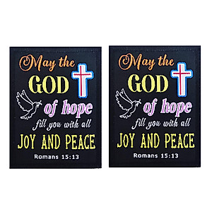 Bible Patches Romans 15:13, The God of Hope Fill You with All Joy and Peace Embroidery Tactical Morale Hook Loop Patch