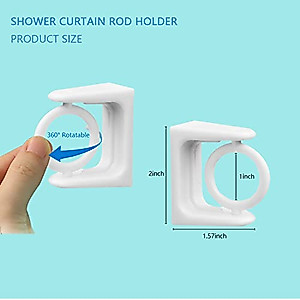 Resdenio Adhesive Shower Curtain Rod Holder, 2 Pack Curtain Rod Bracket No Drilling, Rotatable Shower Rod Tension Retainer for Bathroom Bedroom (Shower Curtain Rod Not Included)