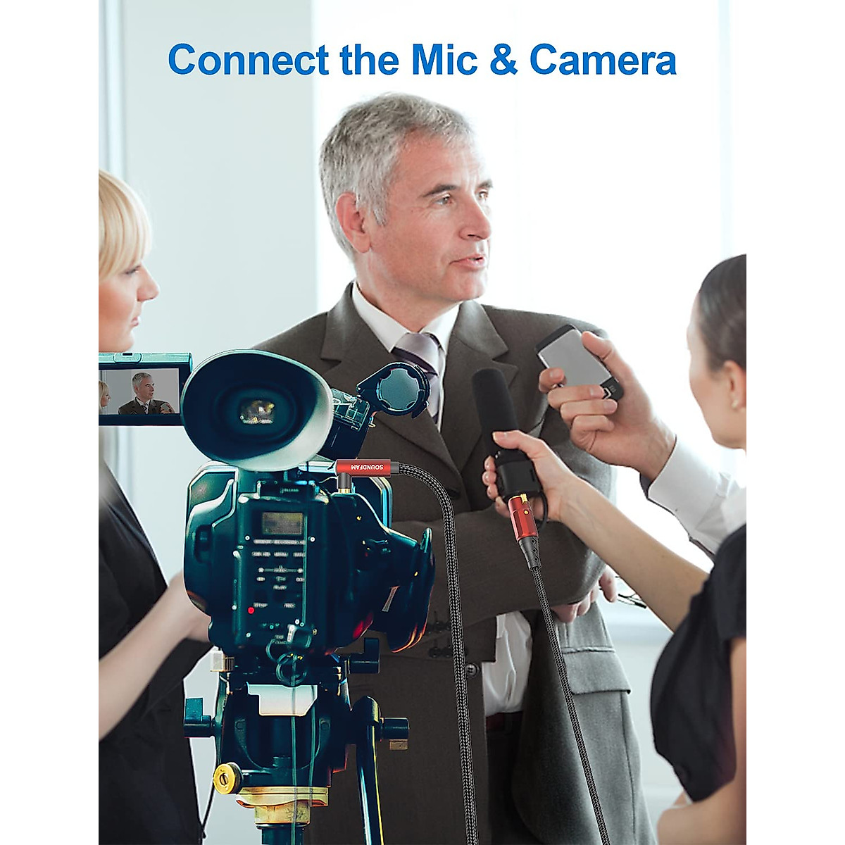 SOUNDFAM 3.5mm to XLR Premium Microphone Cable 6FT, 90 Degree Right Angle 3.5mm(TRS,1/8 Inch,Aux) Male to XLR Female Unbalanced Interconnection Cable for Microphone, Sound Card, Camcorder & More