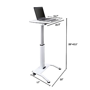 Stand Up Desk Store Pneumatic Adjustable Height Tilting Laptop Lectern Speakers Podium (White, 25.5" Wide)