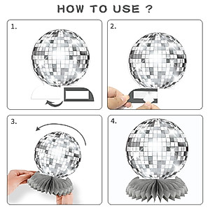 Yoomod Disco Party Decorations - Silver Disco Decor Flat Disco Ball Centerpieces for Party Table Decor 70s Disco Theme Birthday Party Favors Supplies (Not Ball)