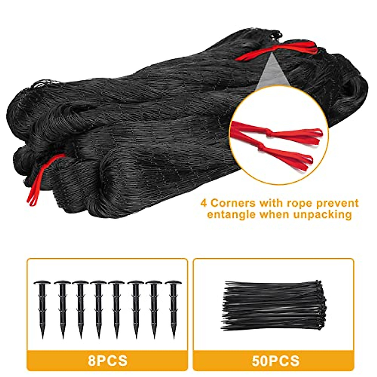 Bird Netting 25'x50' with 2.4" Square Mesh Garden Netting Bird Net for Chicken Coop, Poultry Netting Heavy Duty Nylon Netting for Garden, Aviary, Pests, Deer Fence Chicken Netting Fruit Tree Netting