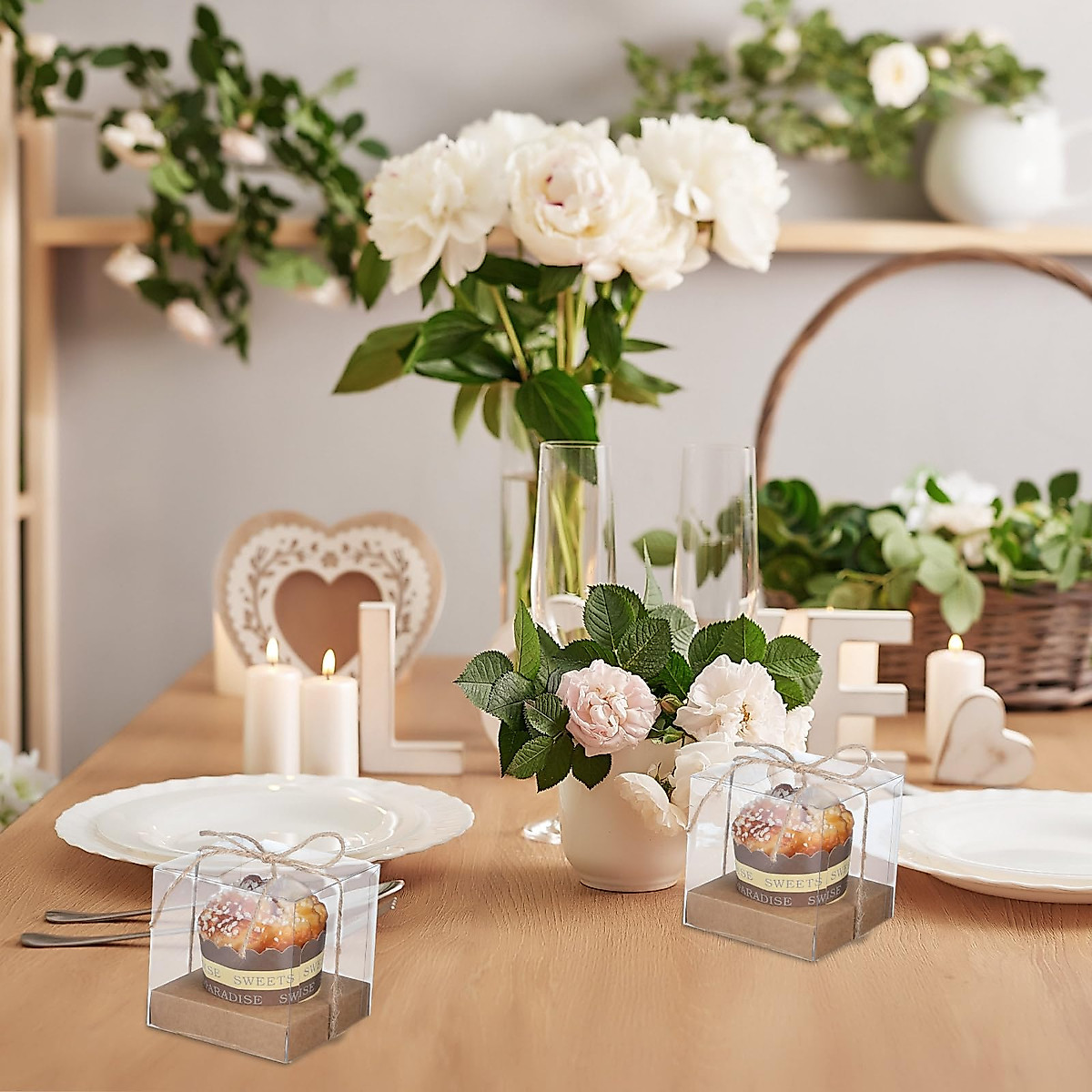 Ctosree 50 Sets Clear Plastic Cupcake Boxes 3.5 Inches Single Cupcake Containers with 100 Pcs Cupcake Liners Cupcake Containers Baking Cups Single Cupcake Holders Cupcake Storage for Cake Dessert