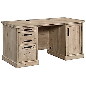 Sauder Mason Peak 60" Engineered Wood Double Pedestal Desk in Prime Oak
