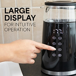 Veken Electric Tea Kettle, 1.7 Liters 1500W, Temperature Control, Keep Warm, Digital Display, Automatic Shut Off, Hot Water Boiler Heater Pot, Glass Boiling Teapot, Kitchen Boil Kettles, Black