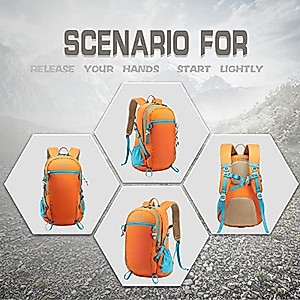 LOCALLION 20L Hiking Backpack Water Resistant Sports Backpack High-Capacity Travel Pack Big Wateproof Bag for Outdoor Camping (Orange)