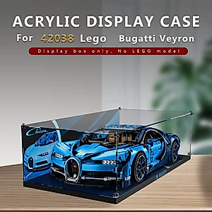 Xunsan Acrylic Display Case for Lego 42083 Series Construction Items-3MM Thick Dustproof Transparent Acrylic Display Box for Lego Technic Bugatti Chiron 42083（Display case only, no Model）