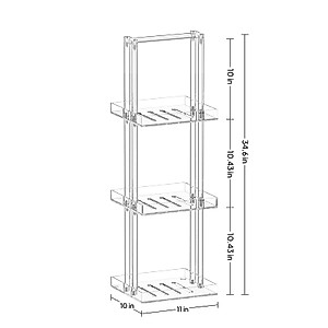 Aquiver Acrylic Standing Shower Caddy - 3 Tier Shower Organizer Stand with Handle - Corner Shower Caddy for Inside Bathroom, Bathtub, 11'' L x 10'' W x 34.6'' H, Clear
