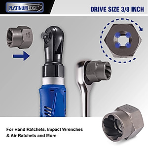PLATINUMEDGE Bolt Extractor Tool Set, 13 Pieces Impact Bolt & Nut Remover Set, Stripped Lug Nut Remover, Extraction Socket Set for Easy Out Rusted Rounded Damaged Nuts Sockets and Bolts, Cr-Mo