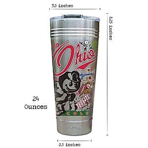 Catstudio Ohio State University Collegiate Thermal Tumbler | Triple Wall Insulation With Non Slip Bottom | Great College Travel Cup for Water, Coffee, Tea, or Smoothies
