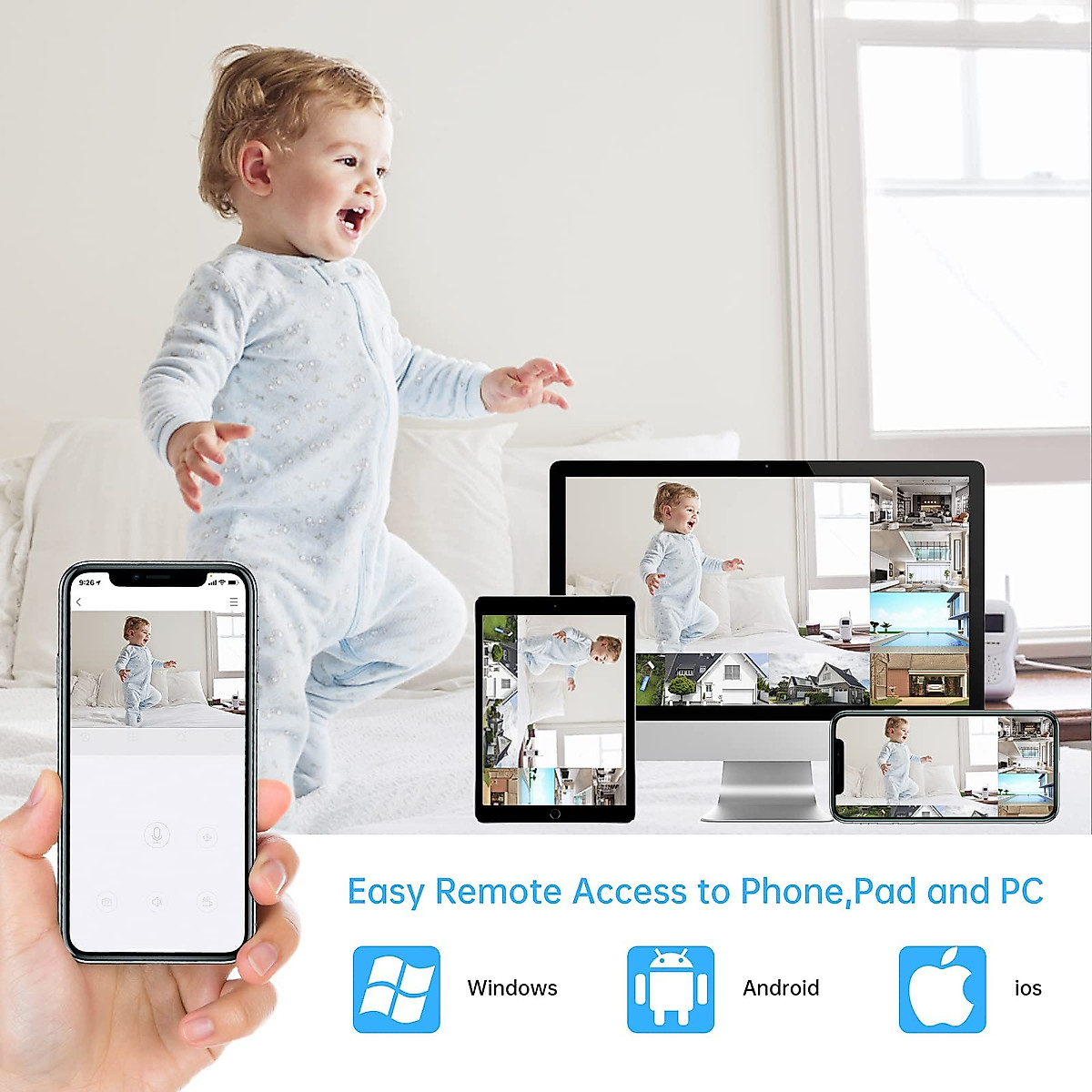 SAFEVANT 8 Channel Wireless 3MP IP Camera System with Night Vision and Motion Detection, 4TB Storage, WiFi, Indoor/Outdoor Use