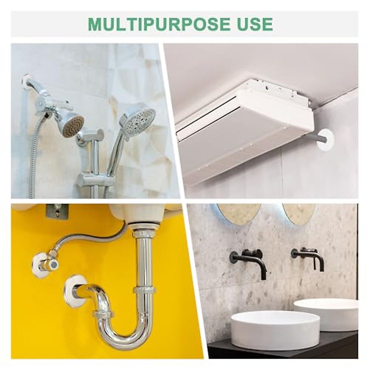 M METERXITY 2-Pack Wall Split Flange, for 0.8 Inch/20mm OD Pipe ABS Escutcheon Plate Round Self-Adhesive Plumbing Cover Plates for Water Pipe/Faucet [White]