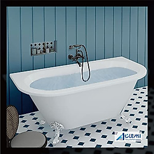 Aolemi Bathtub Faucet with Hand Shower Oil Rubbed Bronze Wall Mount Tub Spout Double Cross Handle Mixer Tap Victoria Vintage Telephone Shape Shower Set