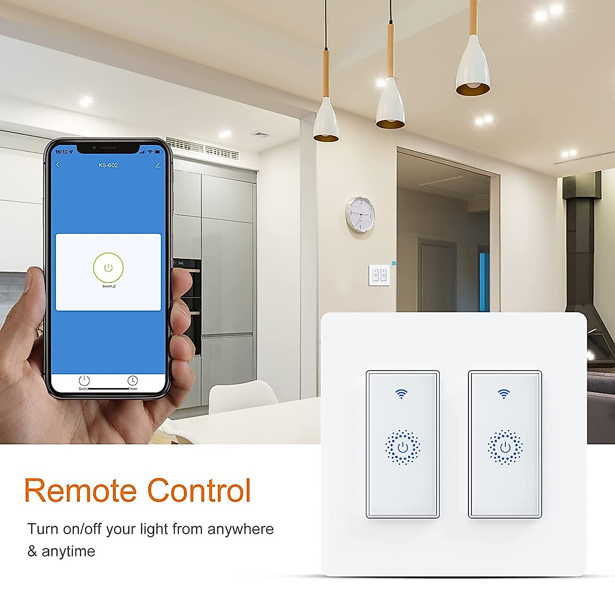 Nexete Smart Wi-Fi Wall Light Switch Compatible with Alexa Google Assistant & IFTTT ,Remote Control, Timing Function No Hub Required (smart light switch 2-Pack