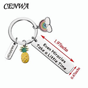 CENWA Rainbow Baby Keychain for New Mom Even Miracles Take a Little Time Keychain IVF Infertility Warrior Gift (Take a Little Time K)