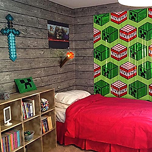 Bupelo Pixel Game Themed Party Supplies,4 Pack Creeper & TNT Tinsel Foil Fringe Curtains,Miner Themed Photo Booth Prop Backdrop Streamer,Miner Crafting Birthday Party Decorations,Room Decor for Kids