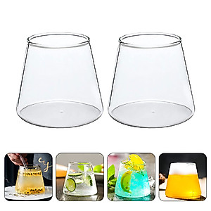 Yardwe 2 Pcs Mount Fuji Glass Cups, Transparent Mountain Shape Whiskey Glasses, Borosilicate Glass Mug for Milk Coffee Beer Whisky Cocktail (300 ml, 3.5 x 3.1 Inch)