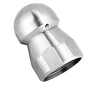 Cleaning Nozzle, Pressure Drain Hose Thread Nozzle 3/8" Pressure Washer Quick Connector Sewer Jetter Nozzle Stainless Steel Fixed Jetting Nozzle