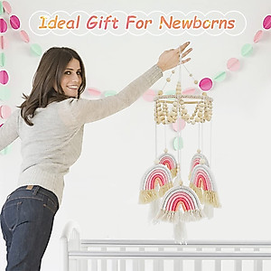 Boho Rainbow Nursery Mobile,Neutral Baby Crib Mobile,Baby Mobile for Crib,Crib Mobile for Girls,Macrame Rainbow Decor,Boho Crib Mobile Kids Room Nursery Decor