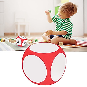 Alomejor Dry Erase Dice Cubic, Portable Cleanable Write On Wipe Off Dice for Kids Teaching (Red)