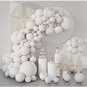100pcs Latex Balloon Arch Kit, White Balloons Different Sizes 5/10/12/18 Inch Balloon Garland for Birthday Party Supplies, Bridal Wedding Anniversary Baby Shower Decor, Family Picnic Beach Holiday Sea