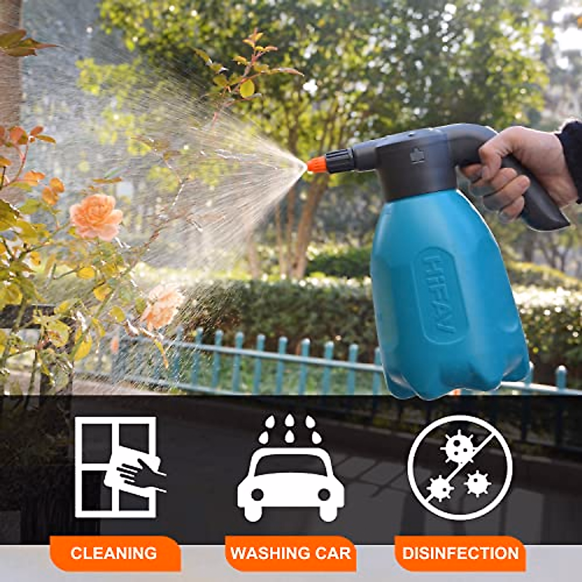 HIFAY ES2-PRO Electric Spray Bottle 2L/0.5Gallon, Portable Handheld Sprayer Spray 60 Bottles On a Single Charge, Automatic Plant Mister for Garden, Fertilizing, Cleaning