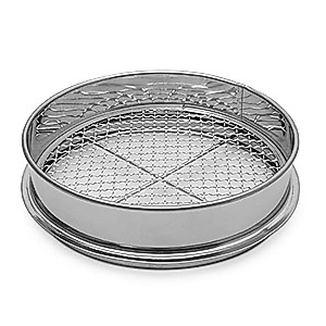 CLABBY ROUND LAKE Galvanized Iron Garden Sieve - Soil Sieves with 4 Interchangeable Mesh Sizes (3mm, 6mm, 9mm, 12mm) - Sifting Pan - Complete with Cotton Work Gloves