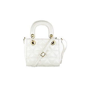 Olivia Miller Women's Faux Patent Leather Quilted Crossbody Mini Chic Handbag