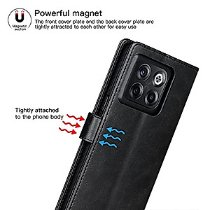 Feitenn for Oneplus 10T 5G Case,1+10T Flip Wallet Leather Cover with Kickstand,Multi-Function Magnetic Suction Strong Closure Protective Phone Case for Oneplus 10T 5G 2022 (Black)