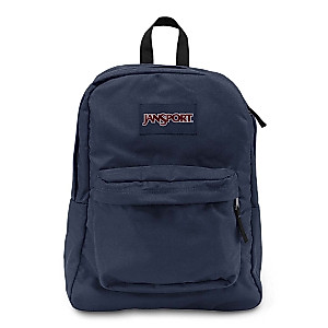 JanSport SuperBreak One Backpack Navy - Durable, Lightweight Bookbag with 1 Main Compartment, Front Utility Pocket with Built-in Organizer - Premium Backpack