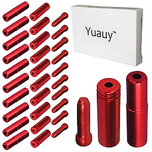Yuauy (Total 30 PCS 10 PCs 5mm Red Alloy Road Mountain Bicycle Bike Brake Cable Tips Caps End Crimp + 10 PCs 4mm Shift Derailleur Cable Tips End + 10 PCs Cable End Crimps