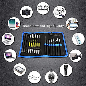 17 in 1 Electronics Repair Tools Opening Pry Tool Kit with Dual Ends Metal Spudgers and Black Tweezers for iPad Tablets Laptop Electronics Device Mobile Phone