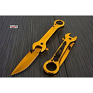 NEW 7.5" Rainbow Wrench Tactical SPRING ASSISTED Open FOLDING POCKET KNIFE Multi-Tool 4 Colors Gold Rainbow Blue Gray Stainless Steel Blade