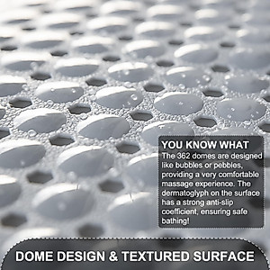 TEESHLY Bath Tub and Shower Mats, Non-Slip 40 x 16 Inch Extra Long Bath Mat, Machine Washable Bathtub Mat with Drain Holes, Suction Cups for Bathroom, Gray