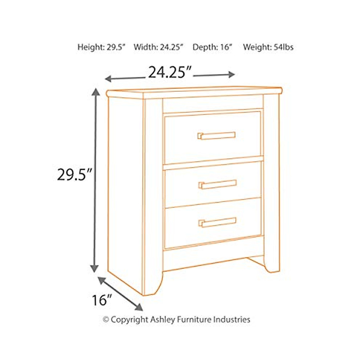 Signature Design by Ashley Zelen Rustic Contemporary 2 Drawer Nightstand, Warm Gray