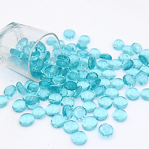Koltose by Mash Transparent Aqua Flat Glass Marbles for Vases, 2 LB Decor Stone Beads Vase Fillers, Crafts, Table Scatter, Fish Tanks, Party Centerpieces, Gem Decor, Mosaics, Floral Displays, Fire