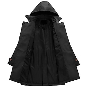 Chrisuno Women's Double-Breasted Trench Coat Classic Lapel Overcoat Slim Outerwear Coat with Belt Black L