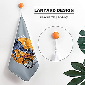 Lurnise Hand Towel Bike Hand Towels Dish Towel Lanyard Design for Bathroom Kitchen Sports