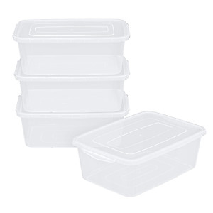 DynkoNA 4 Pack Clear Plastic Latch Box, 14 Quart Storage Containers Bins with Lids