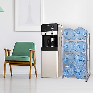 Ationgle 5 Gallon Water Cooler Jug Rack for 8 Bottles, 4-Tier Detachable Water Bottle Holder Heavy Duty Q235 Carbon Steel Water Jug Organizer with Floor Protection for Kitchen Office Home