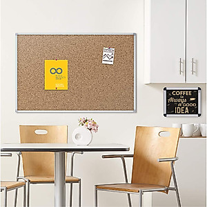 Quartet Mead Corkboard, Framed Bulletin Board, 4' x 3', Cork Board, Aluminum Frame (85362)