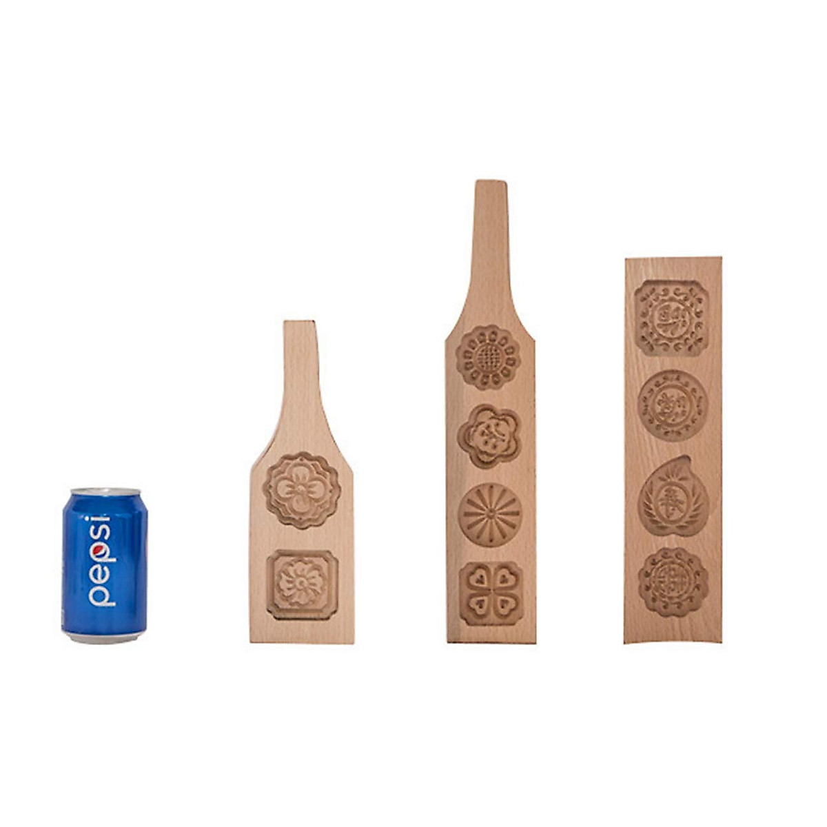 K JINGKELAI MoonCake Mold Chinese Traditional Mid-autumn Festival Moon Cake Mold 4 Flowers Wooden Handmade Baking Mold for Muffin Mooncake Cookie Biscuit Chocolate Pumpkin Pie