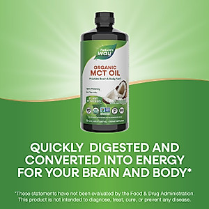 Nature's Way Organic MCT Oil, 30 Fl Oz, Brain and Body Fuel from Coconuts*, C8 Caprylic Acid and C10 Capric Acid, Keto and Paleo Certified, Organic, Non-GMO Project Verified (Packaging May Vary)