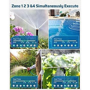 DEWENWILS Sprinkler Timer 4 Zone, Water Timer for Garden Hose with Rain Delay/Manual/AUTO Irrigation, Programmable Outdoor Faucet Hose Timer for Yard, Lawn