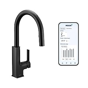 Moen S72308EVBL STO Smart Touchless Pull Down Sprayer Kitchen Faucet with Voice Control and Power Boost, Matte Black