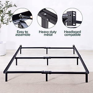 ZINUS Compack Metal Bed Frame / 7 Inch Support for Box Spring and Mattress Set, Black, Queen