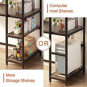 XINDACLOVER Study Table 47 inch Desk, Computer Desk with Storage Shelves, Work Table for Home Office, Modern Simple Style Laptop Table for Bedroom Small Spaces,Study Writing Working Table (Black Oak)